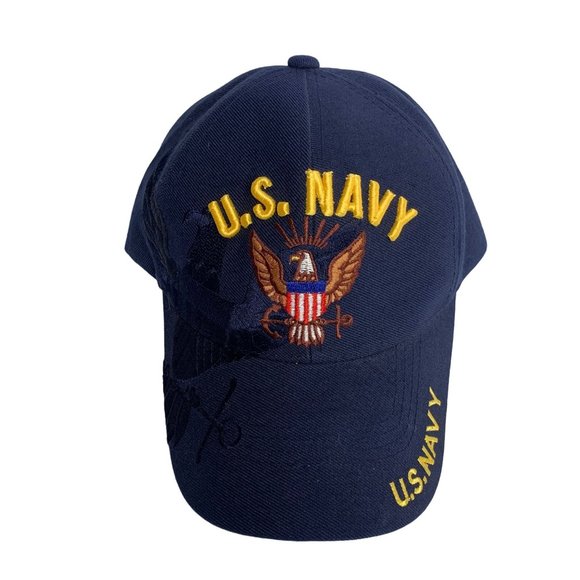 Accessories | Us Navy Baseball Hat Eagle Crest Embroidered Navy Blue ...